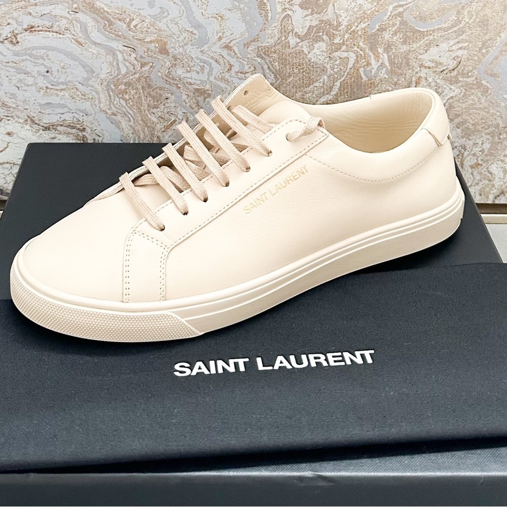 In Stores! New! Saint Laurent Andy Ysl Gold Logo Beig… - Gem